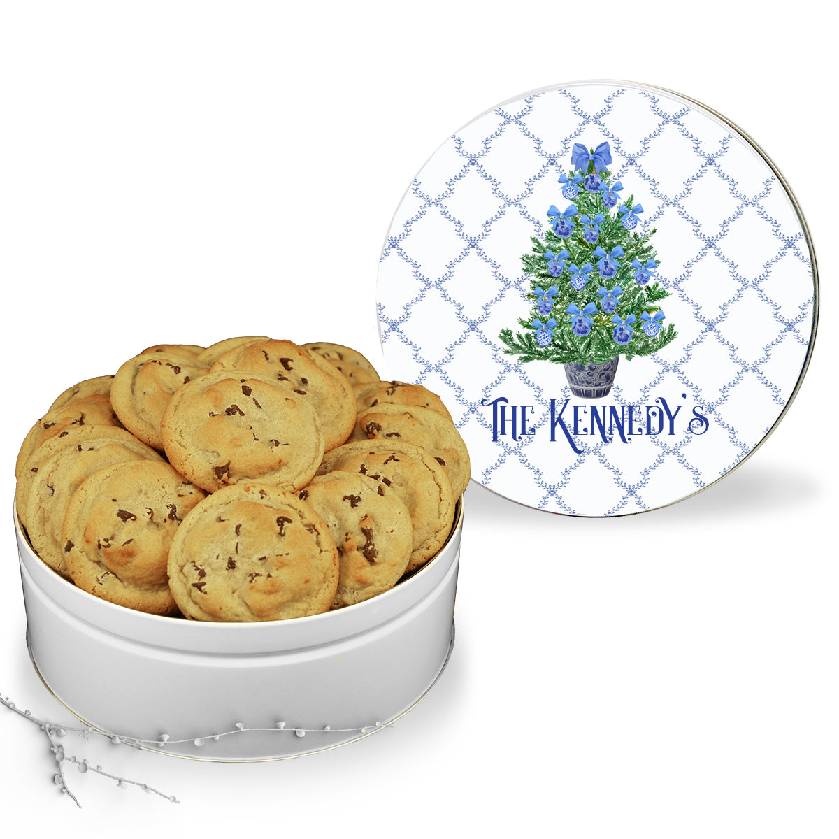 Blue Tree Christmas Cookie Container – Mad For Monograms