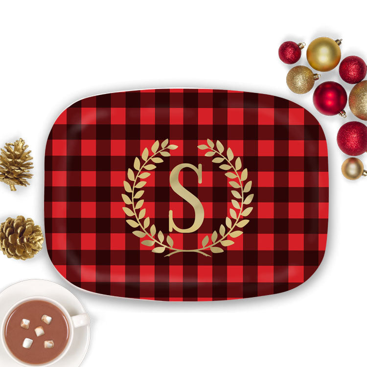 Monogram Initial Buffalo Plaid Serving Platter | Mad for Monograms ...