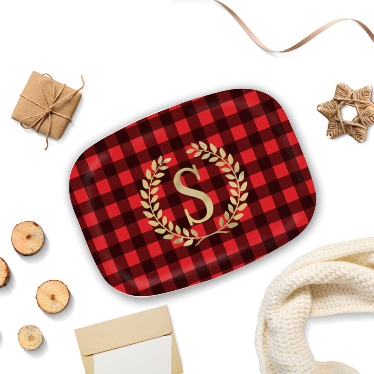 Monogram Initial Buffalo Plaid Serving Platter | Mad for Monograms ...