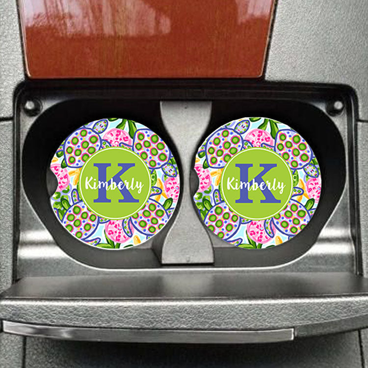 Personalized Car Coasters | Mad For Monograms