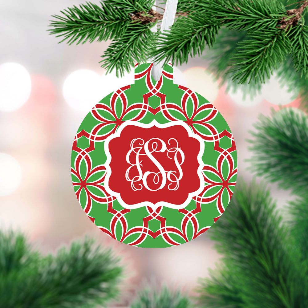 Monogram Red Christmas Ornament | Mad For Monograms